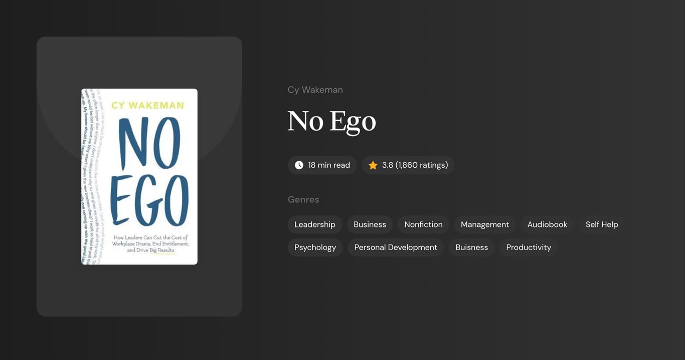 No Ego Book Summary