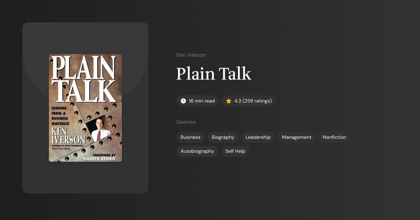 Plain Talk Book Summary