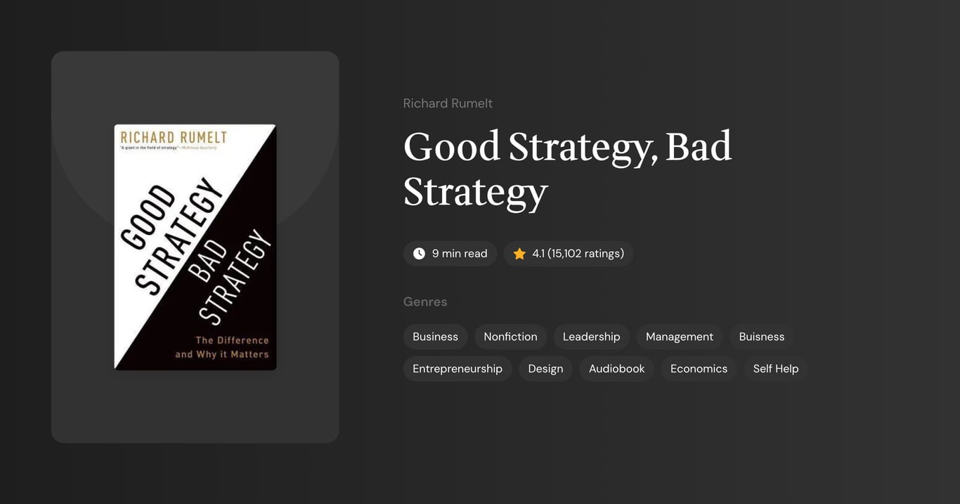 Good Strategy, Bad Strategy Book Summary