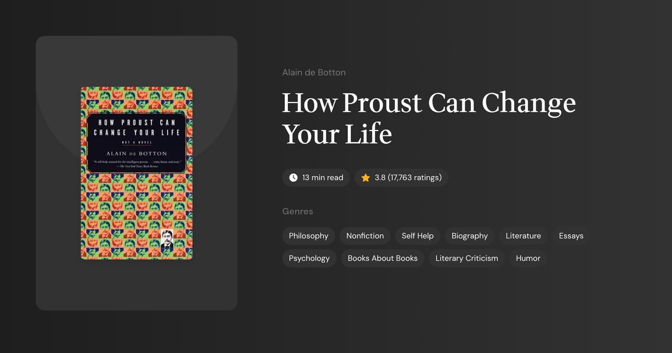 How Proust Can Change Your Life Book Summary