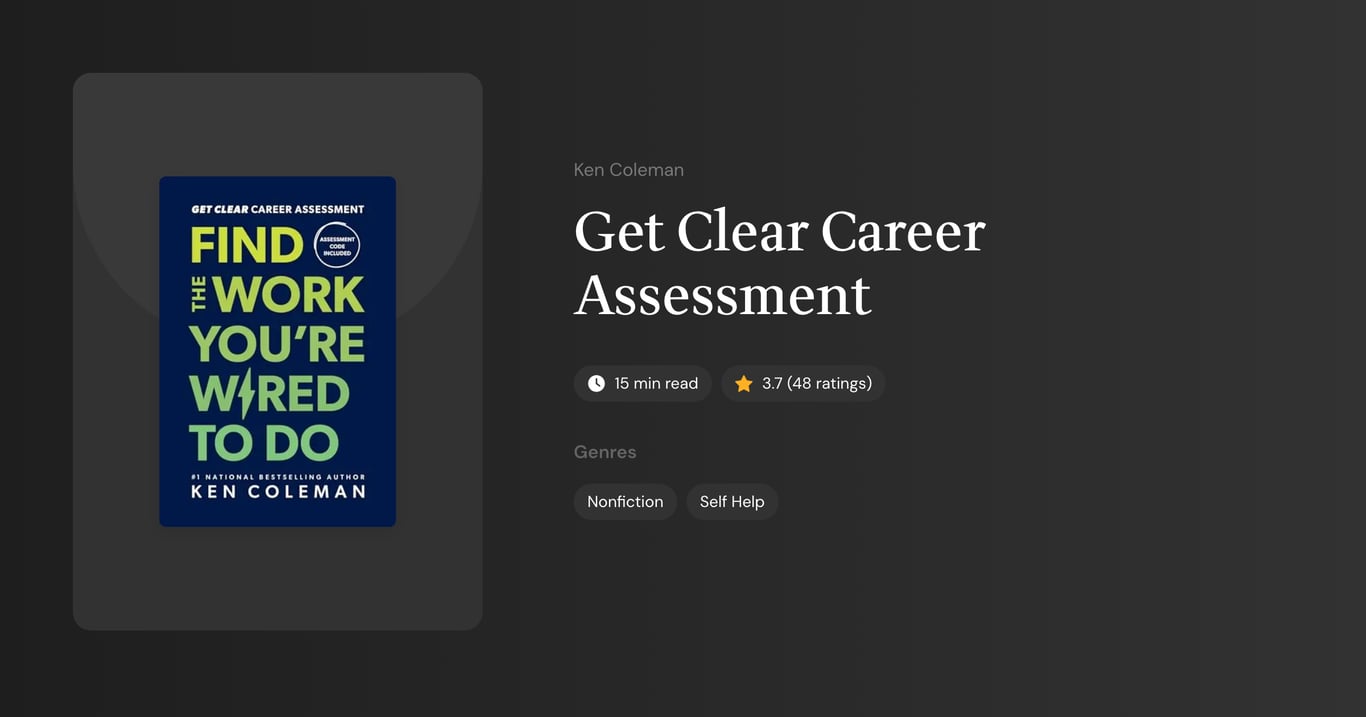Get Clear Career Assessment Book Summary