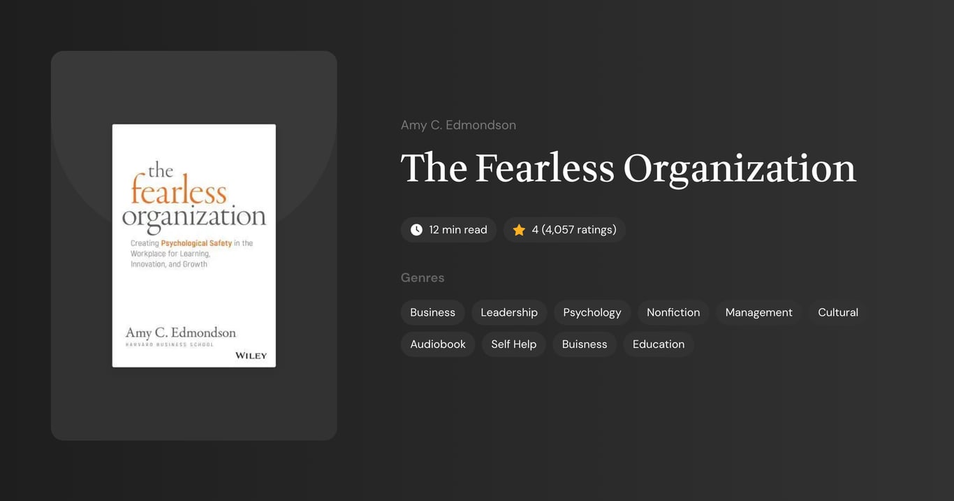 The Fearless Organization Book Summary