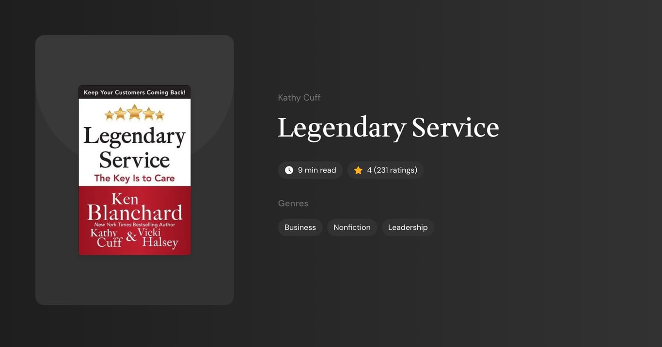 Legendary Service Book Summary
