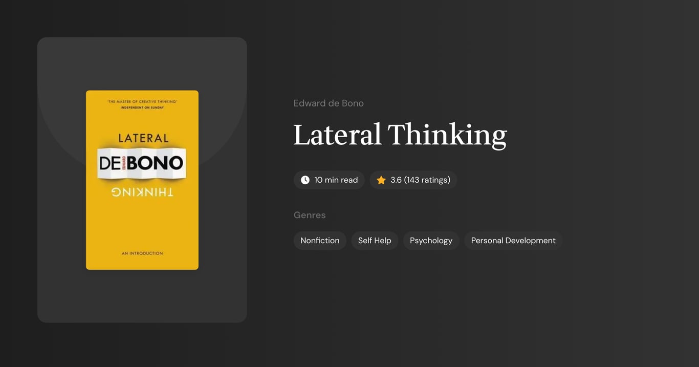 Lateral Thinking Book Summary