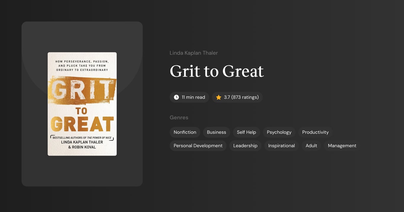 Grit to Great Book Summary