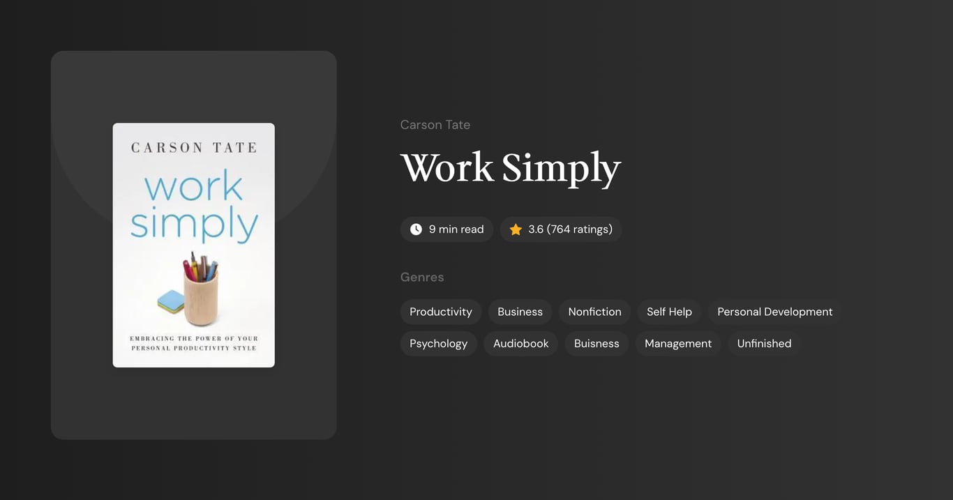 Work Simply Book Summary