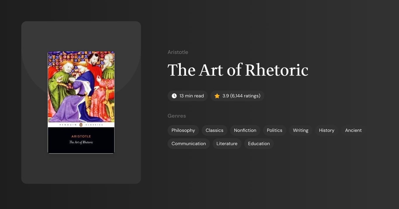 The Art of Rhetoric Book Summary