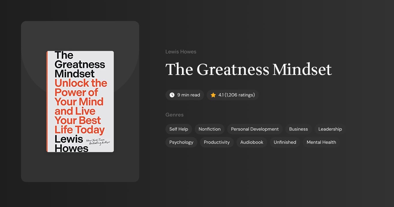 The Greatness Mindset Book Summary