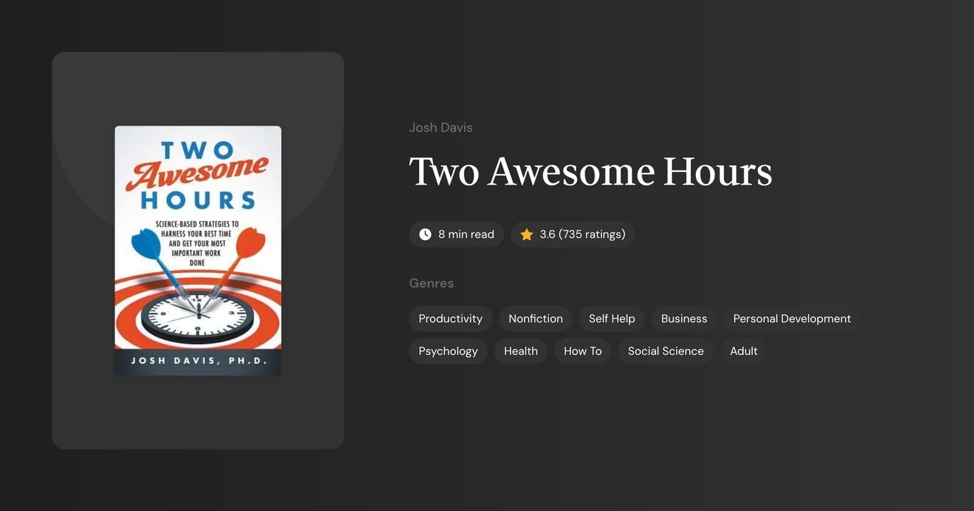 Two Awesome Hours Book Summary