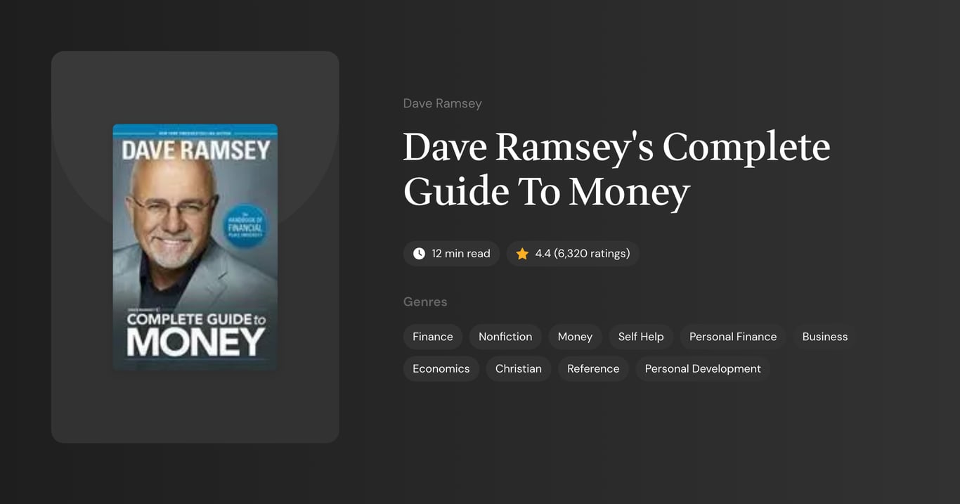 Dave Ramsey's Complete Guide To Money Book Summary