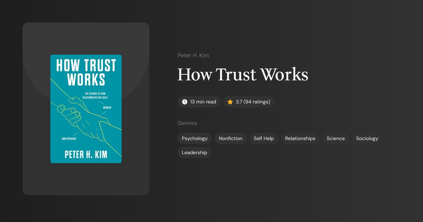 How Trust Works Book Summary