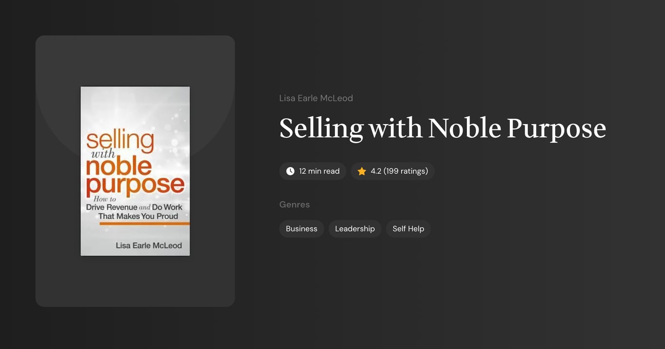 Selling with Noble Purpose Book Summary