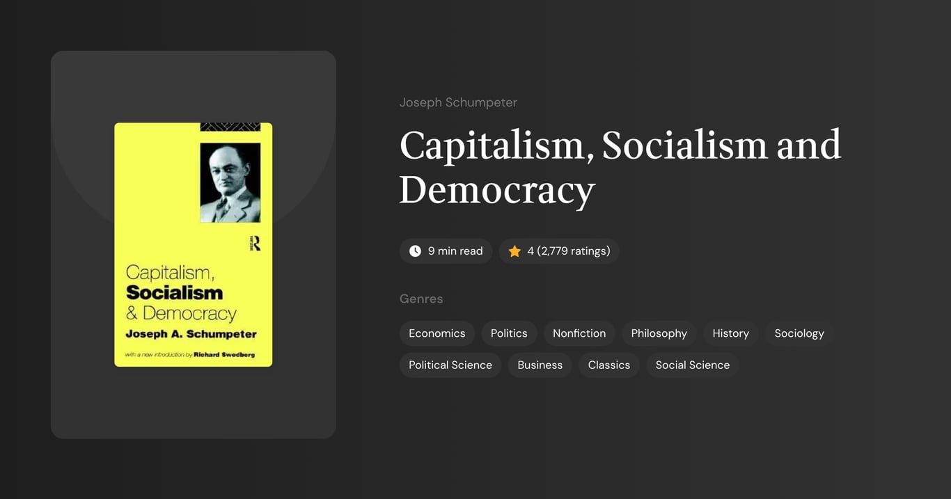 Capitalism, Socialism and Democracy Book Summary