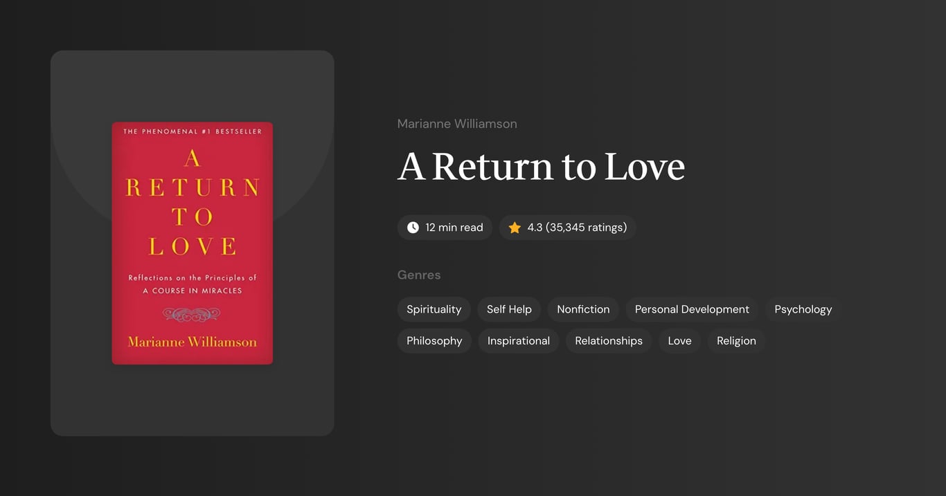 A Return to Love Book Summary