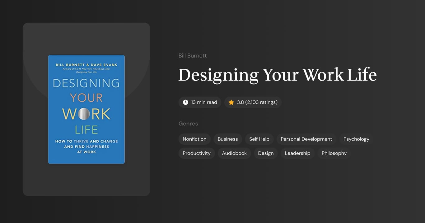 Designing Your Work Life Book Summary