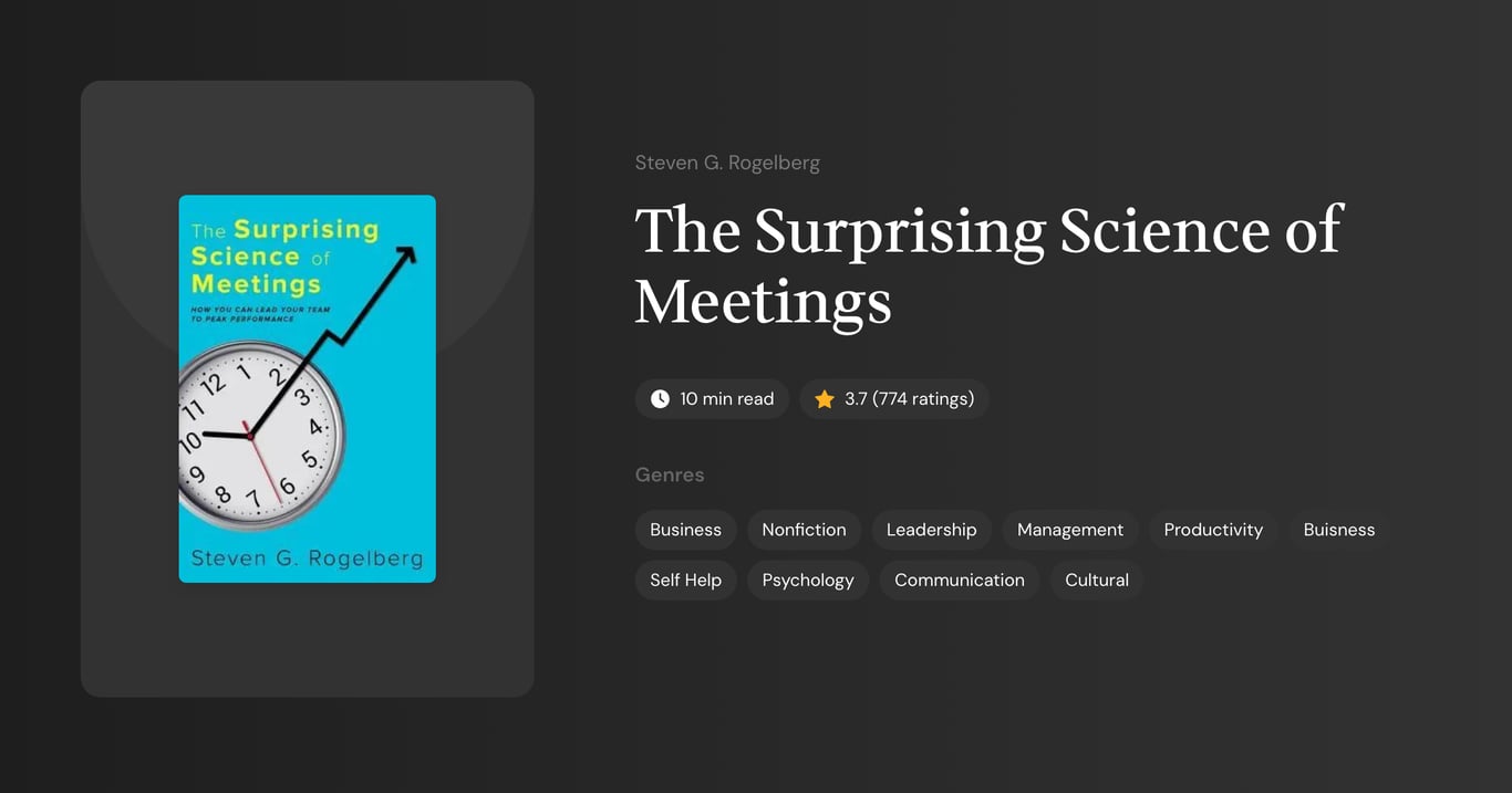 The Surprising Science of Meetings Book Summary