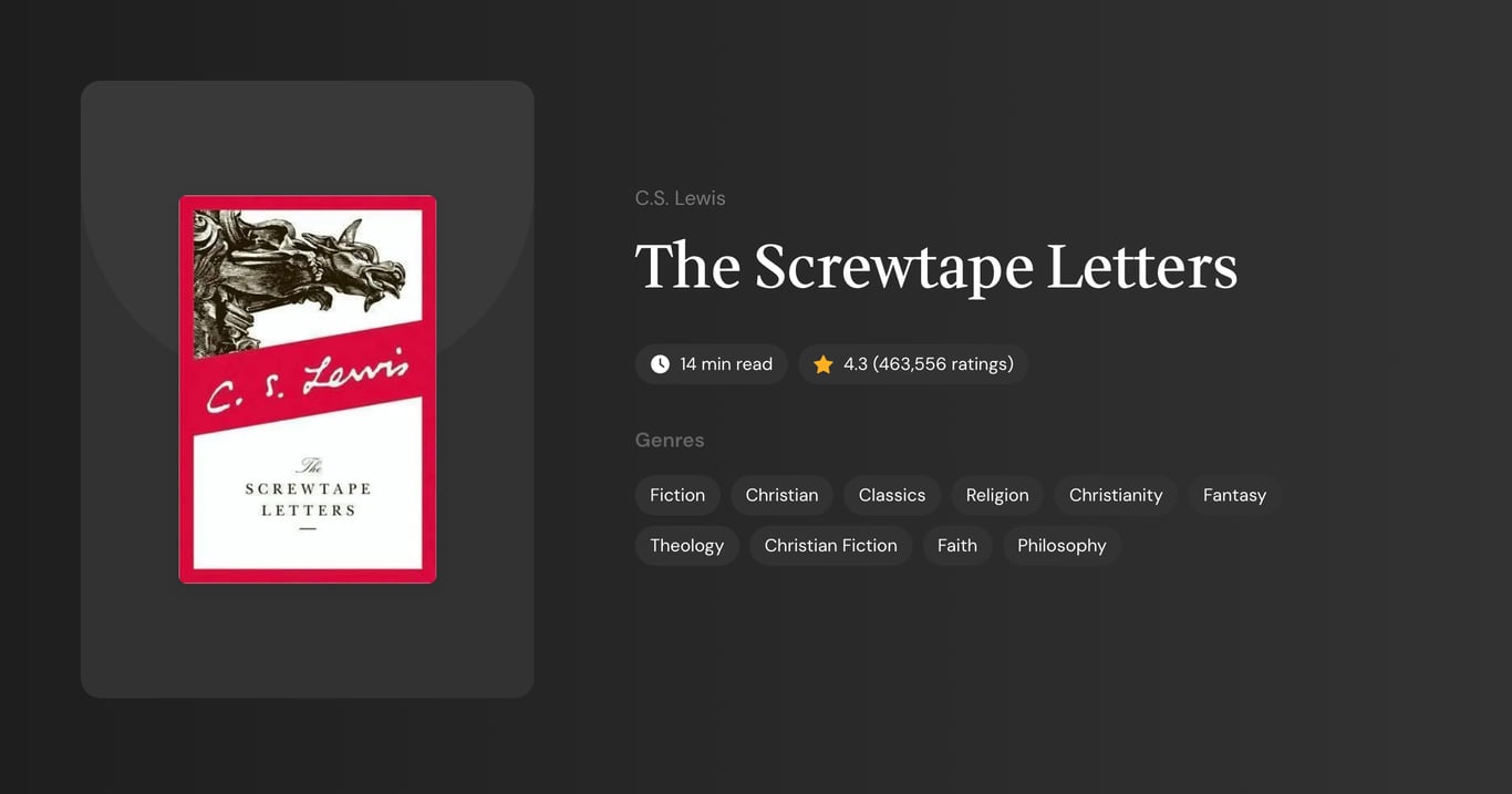 The Screwtape Letters Book Summary