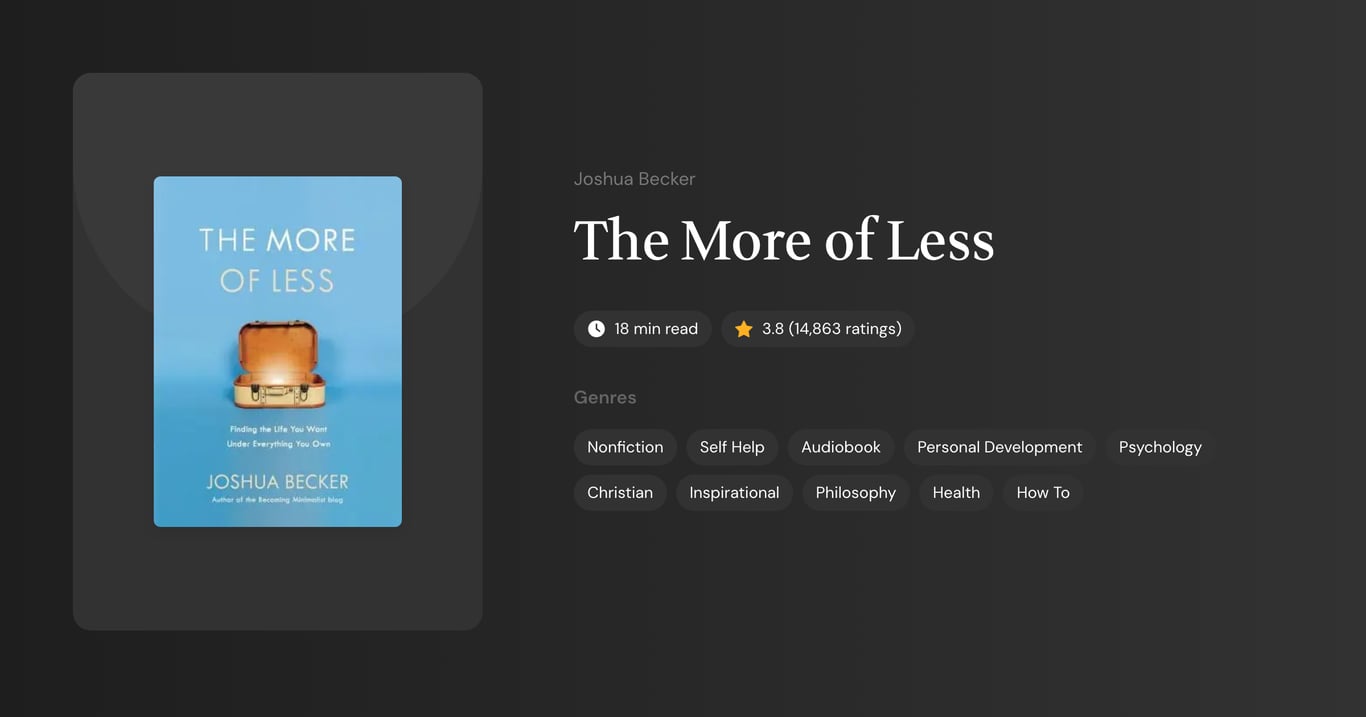 The More of Less Book Summary