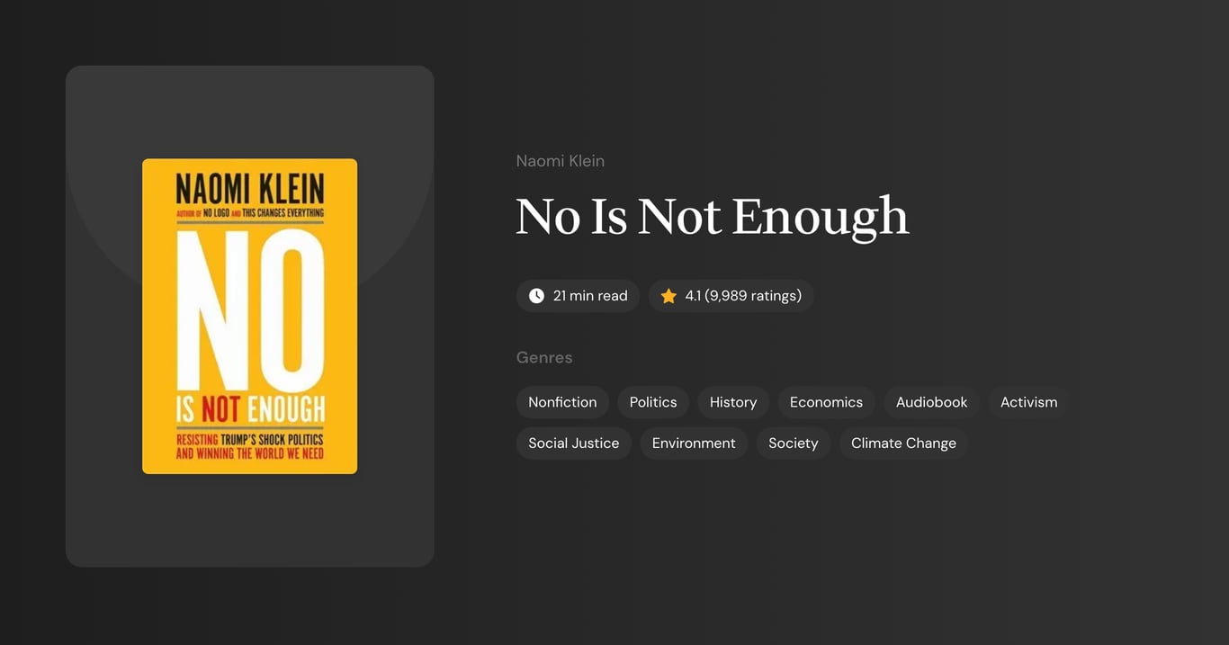 No Is Not Enough Book Summary