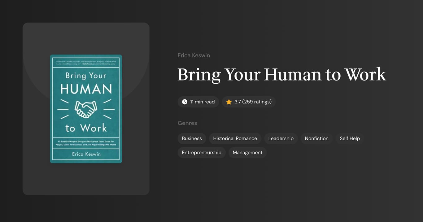 Bring Your Human to Work Book Summary