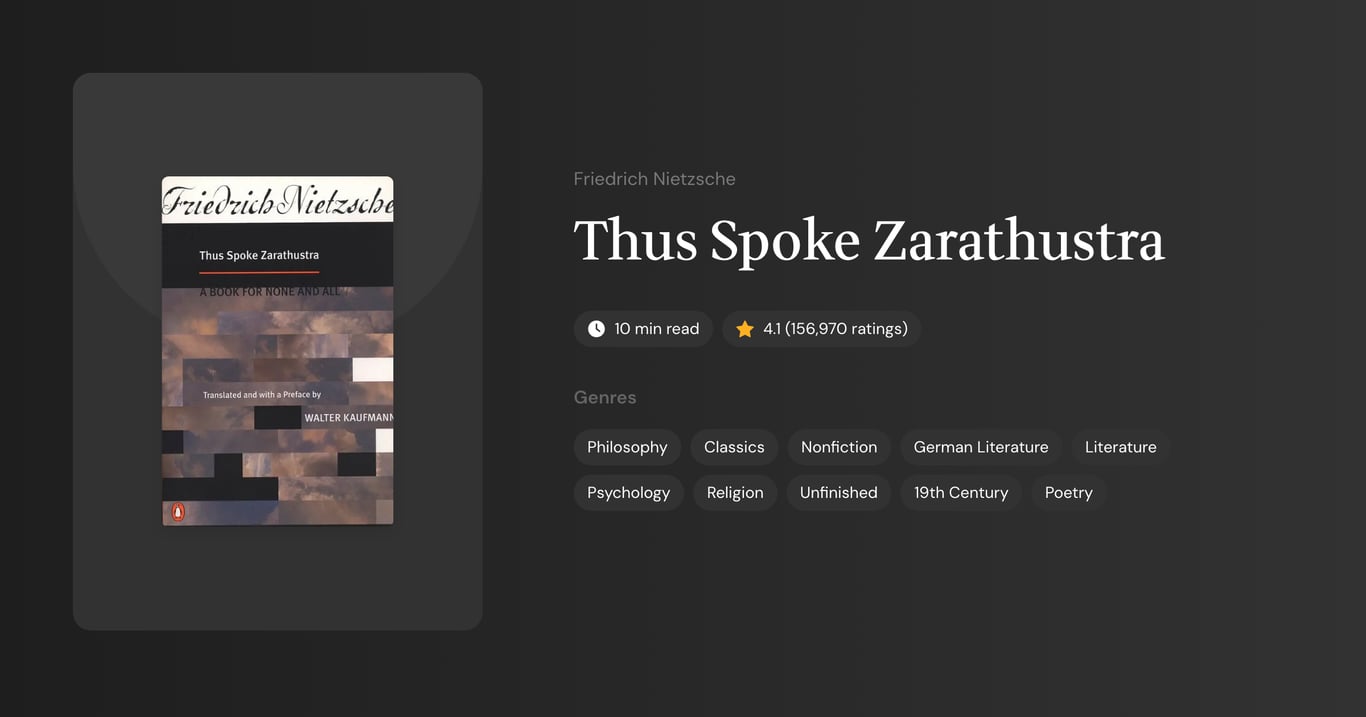 Thus Spoke Zarathustra Book Summary