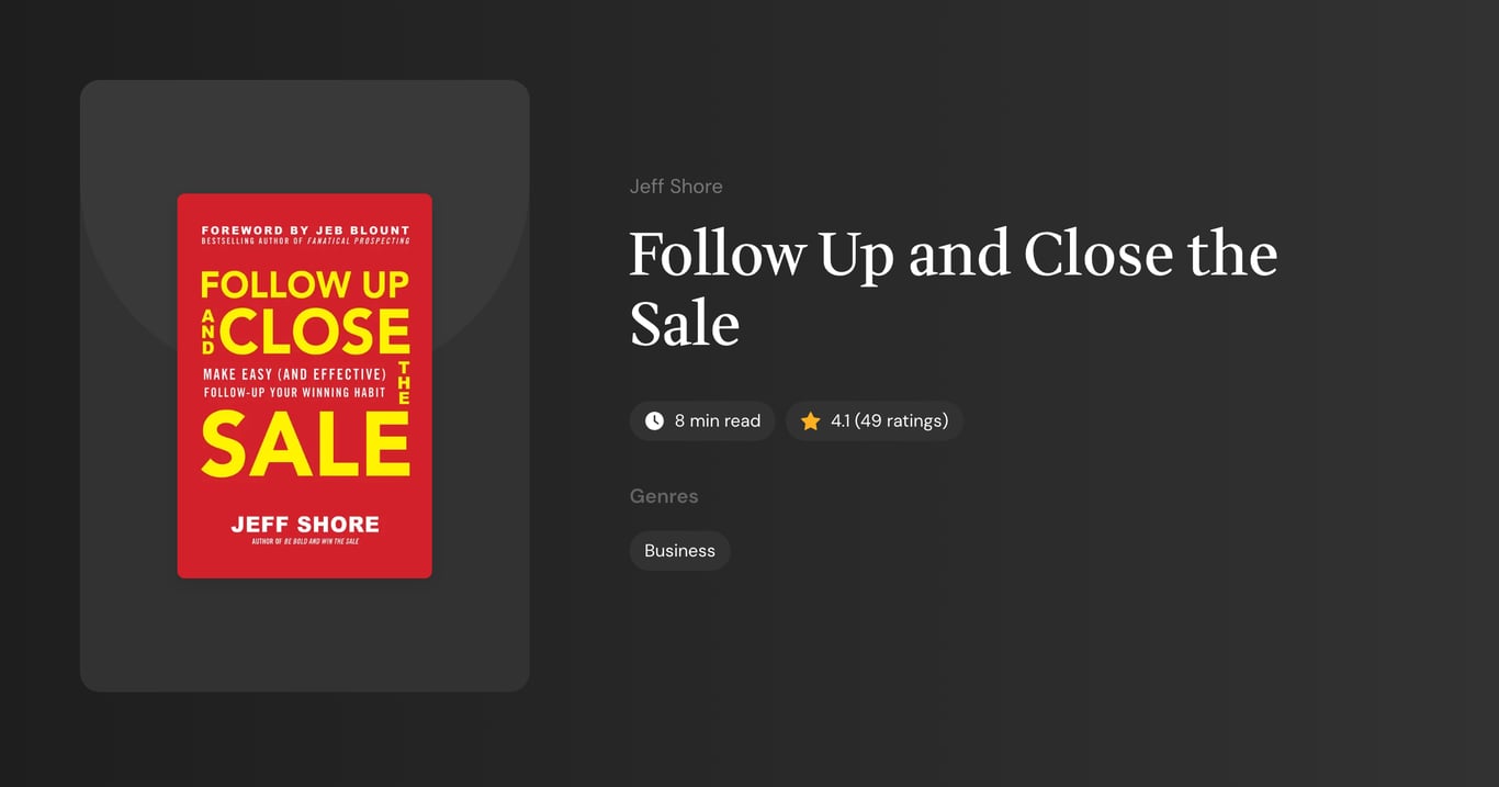 Follow Up and Close the Sale Book Summary