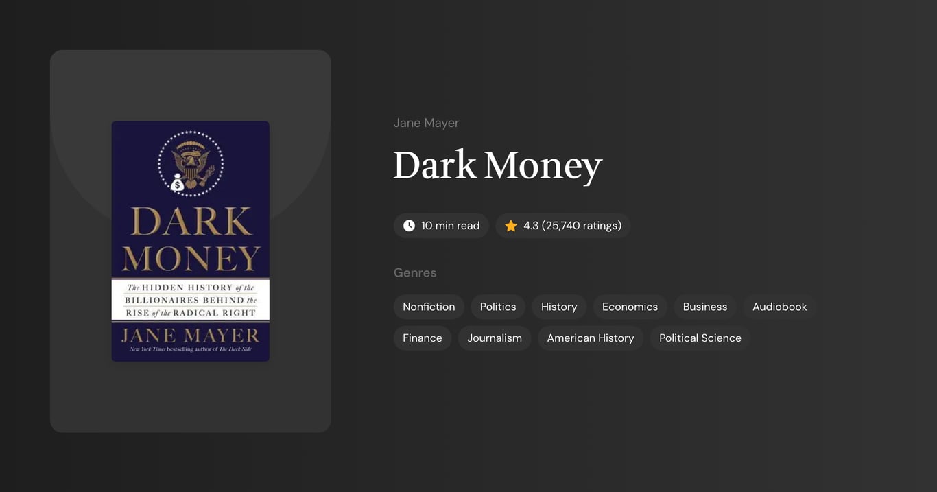 Dark Money Book Summary