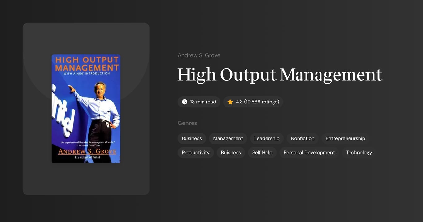 High Output Management Book Summary