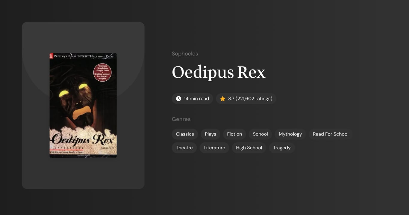 Oedipus Rex Book Summary