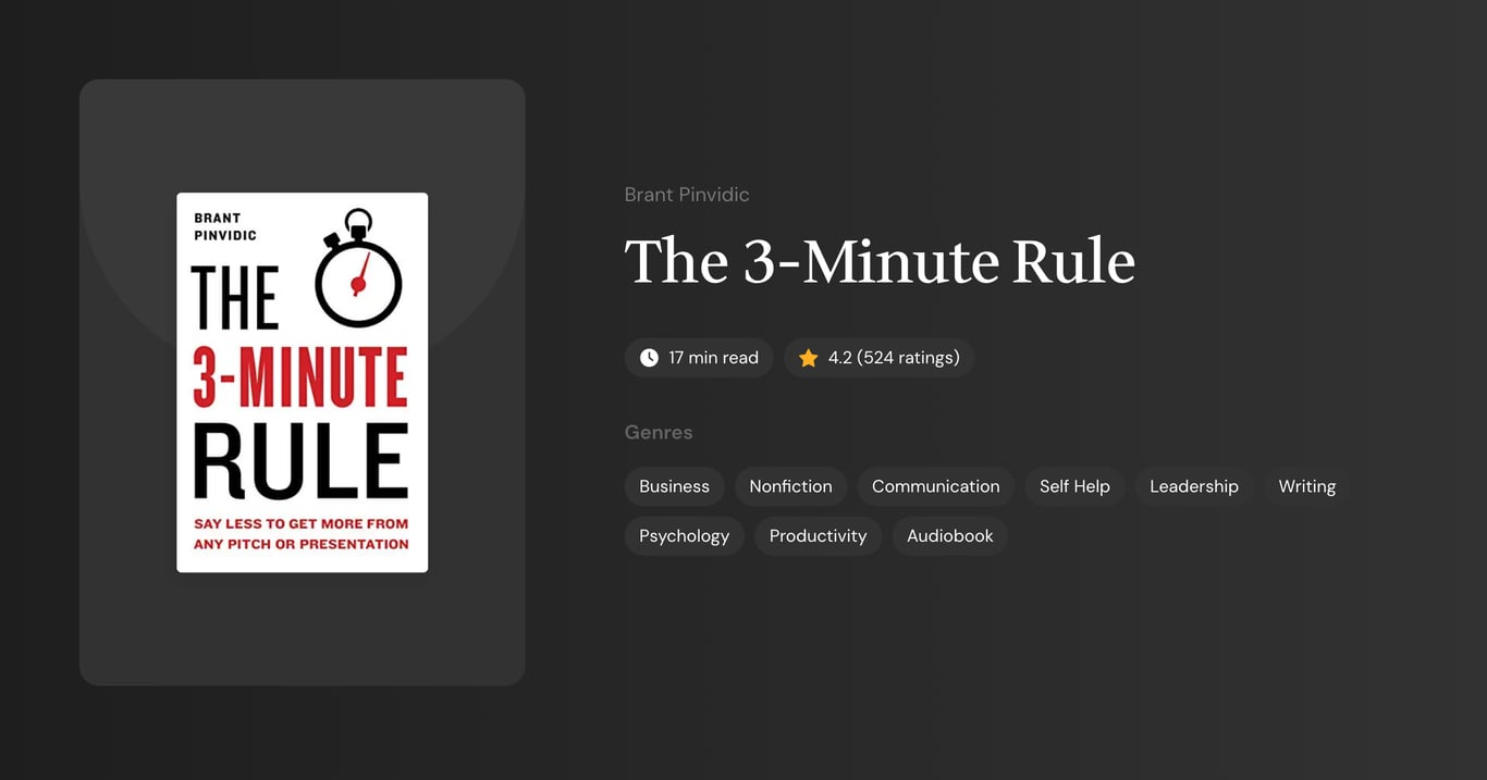 The 3-Minute Rule Book Summary