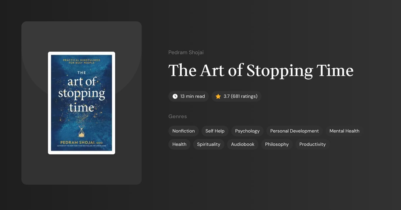 The Art of Stopping Time Book Summary