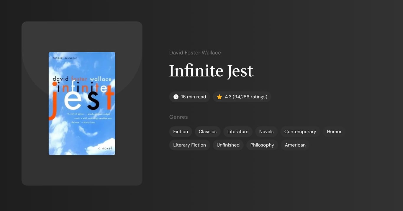 Infinite Jest Book Summary