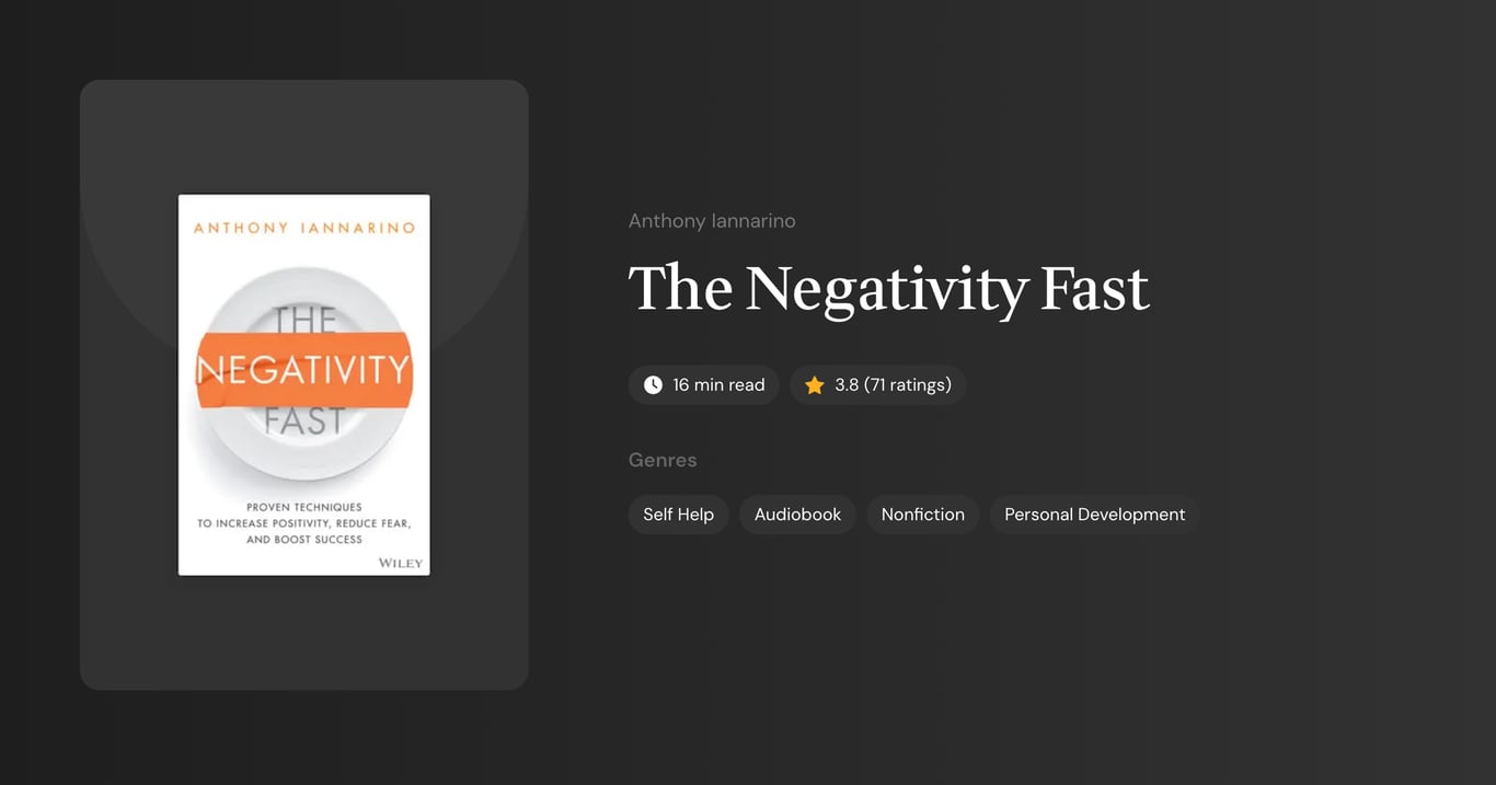 The Negativity Fast Book Summary