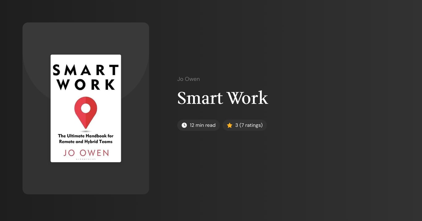 Smart Work Book Summary