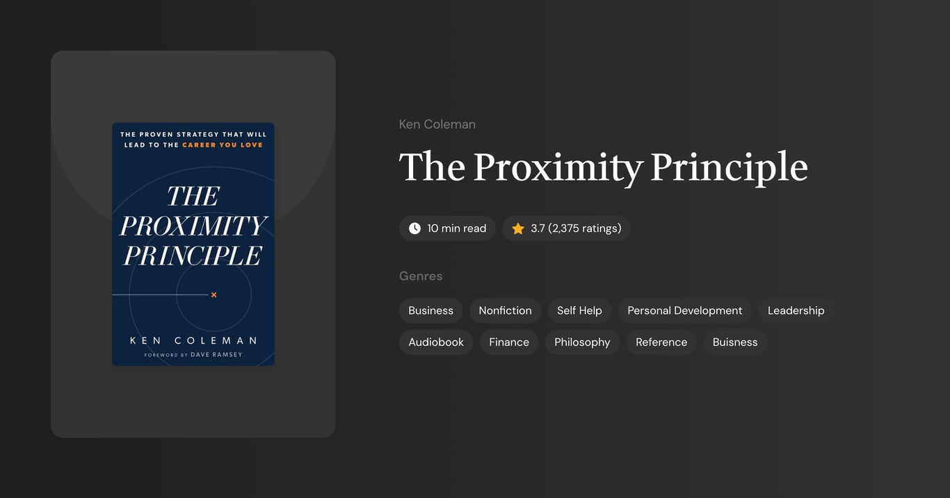 The Proximity Principle Book Summary