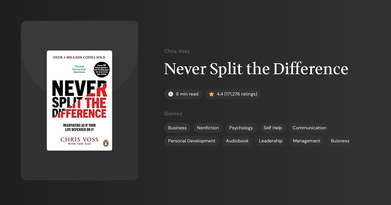 Never Split the Difference Book Summary
