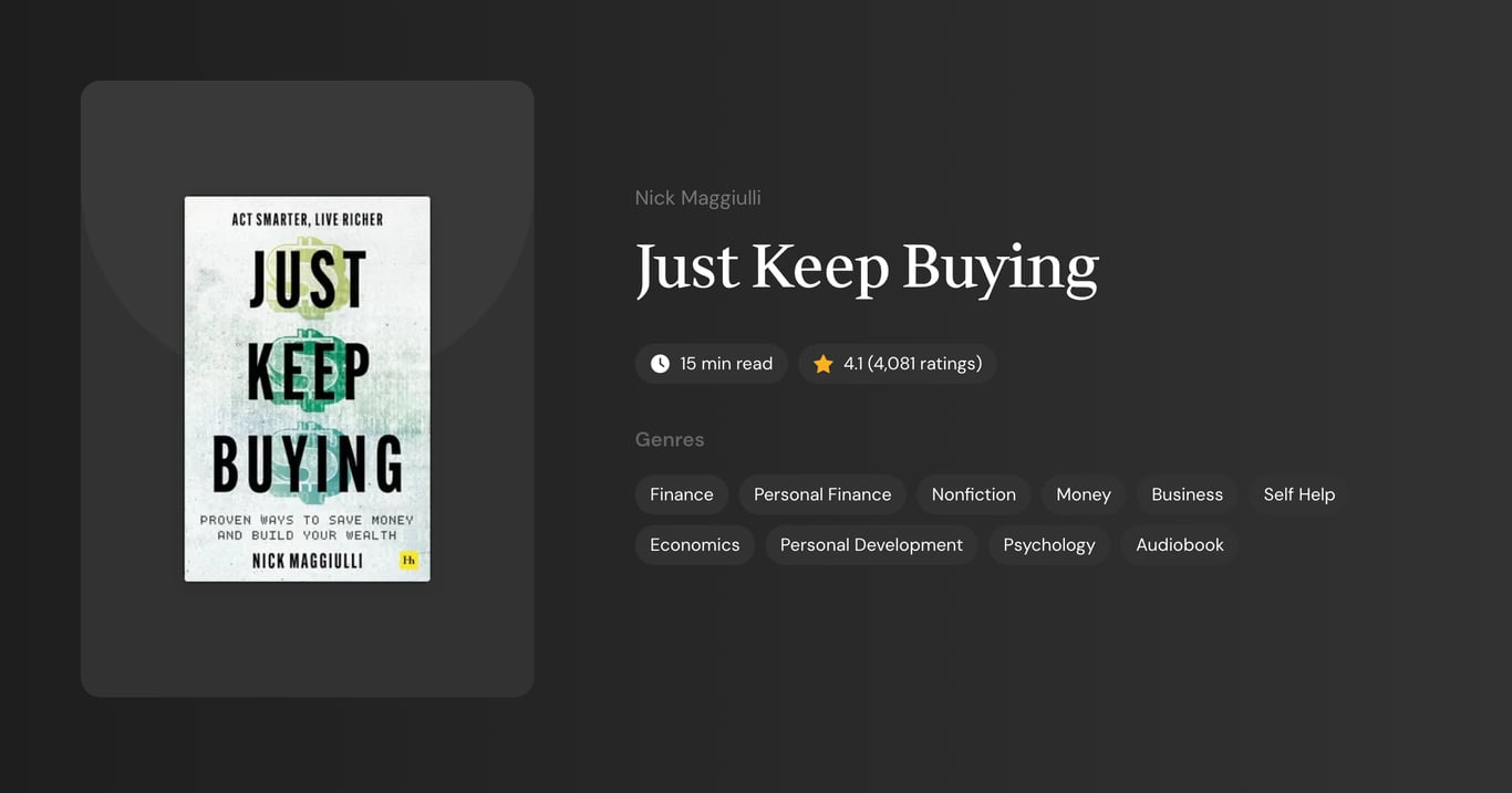 Just Keep Buying Book Summary