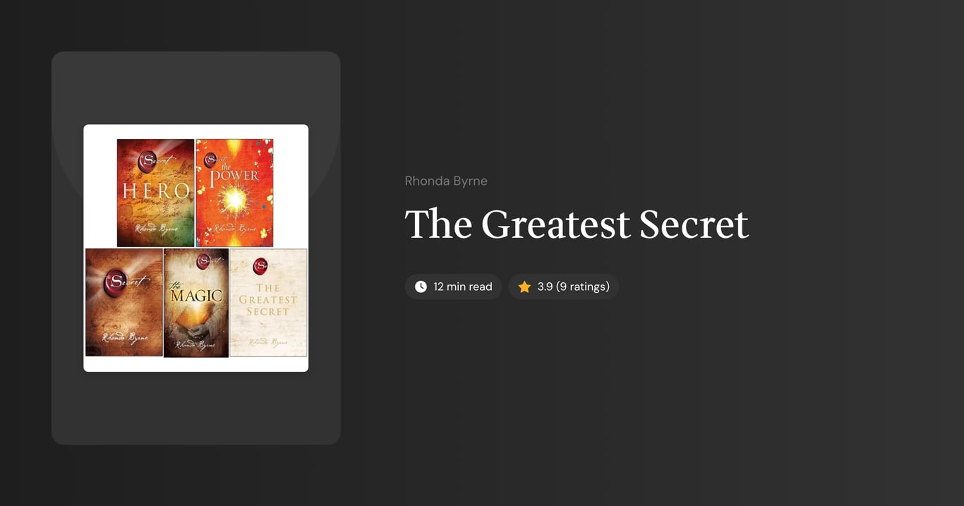 The Greatest Secret Book Summary
