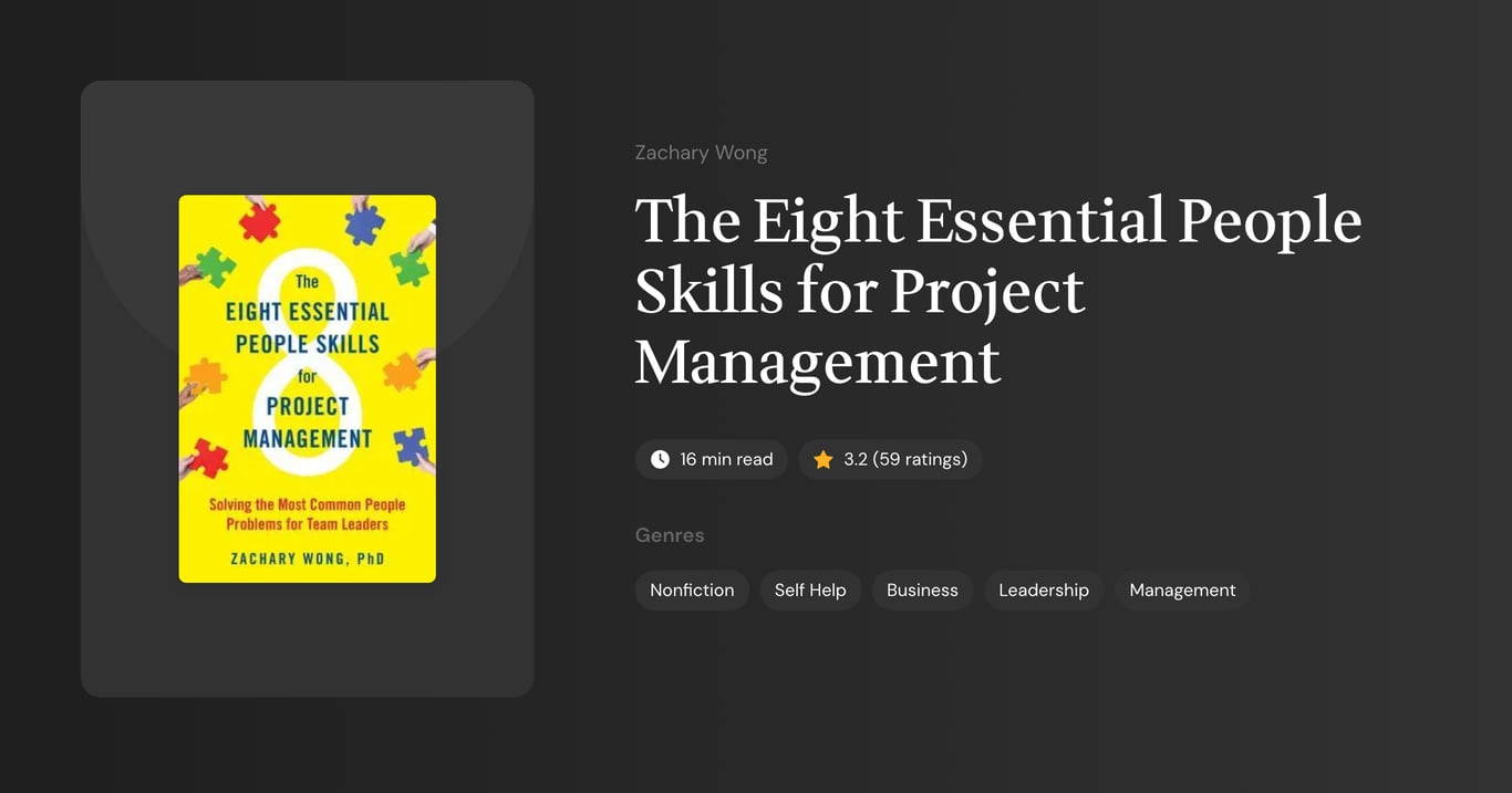 The Eight Essential People Skills for Project Management Book Summary