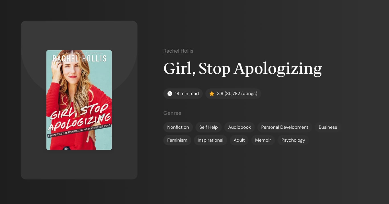 Girl, Stop Apologizing Book Summary