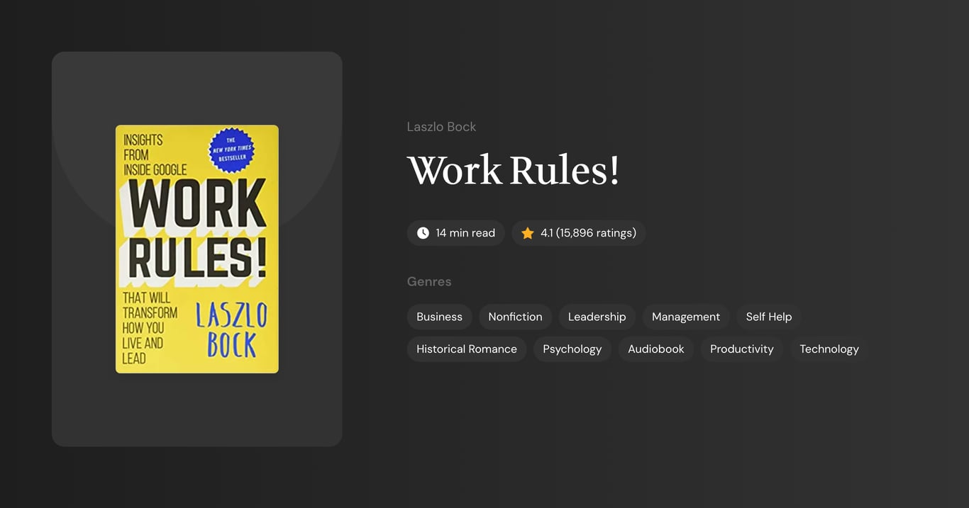Work Rules! Book Summary