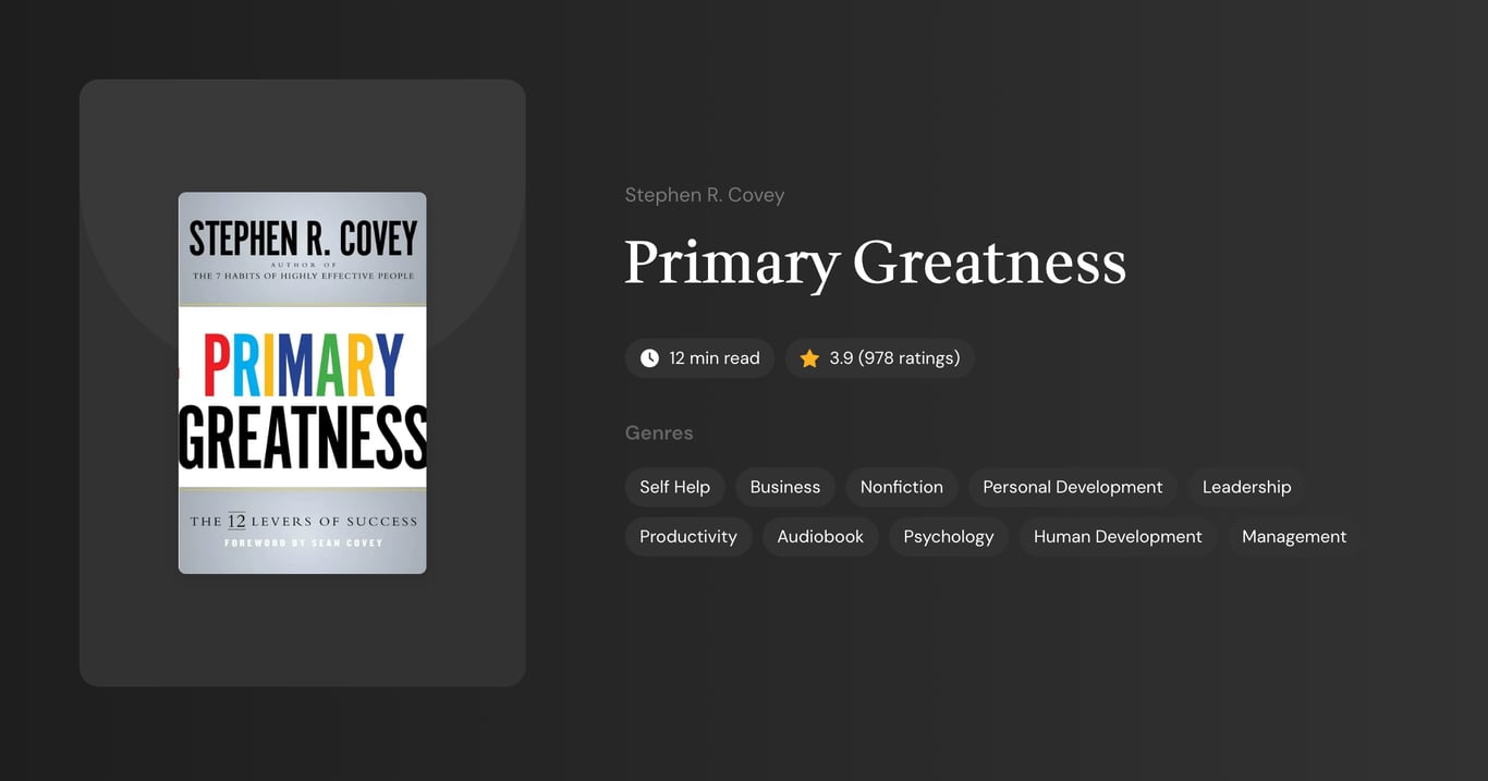 Primary Greatness Book Summary