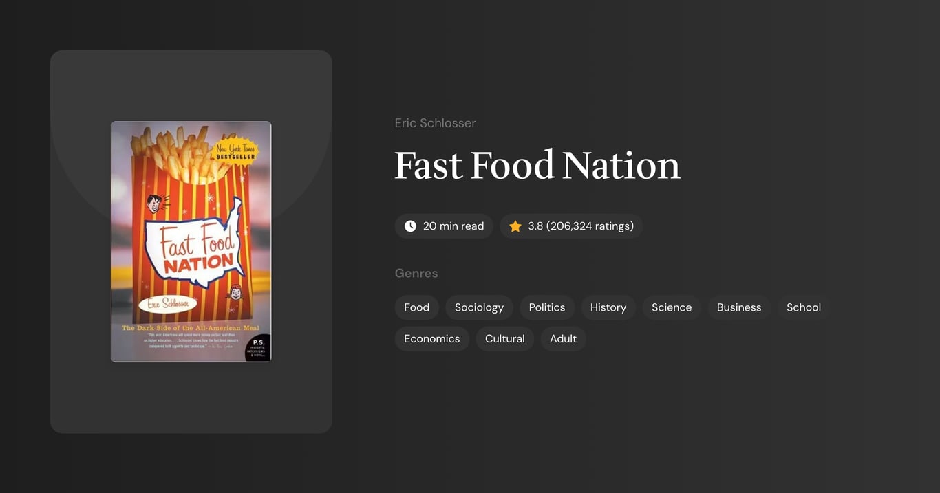 Fast Food Nation Book Summary