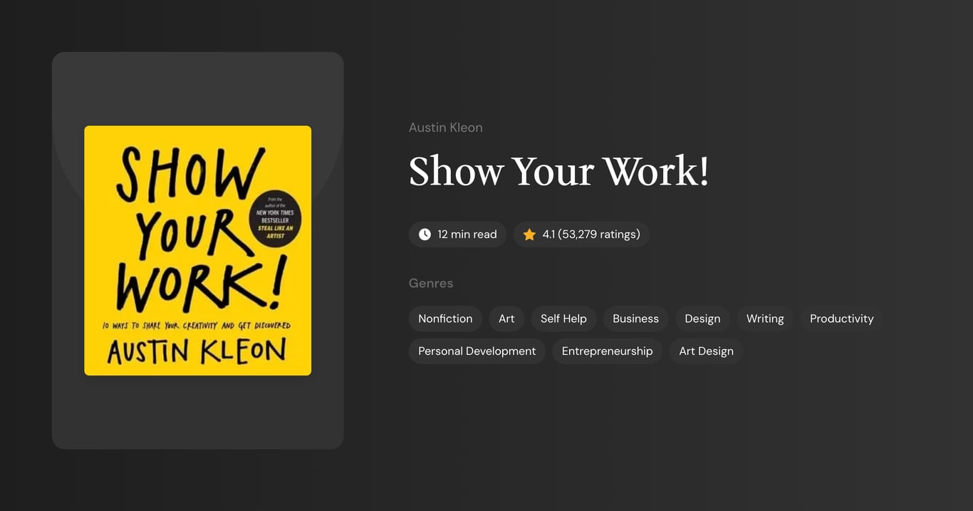 Show Your Work! Book Summary