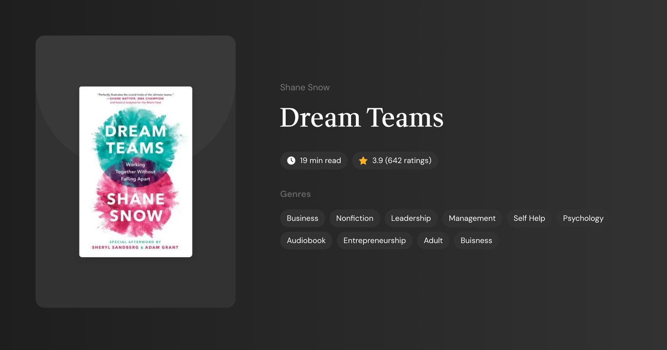 Dream Teams Book Summary