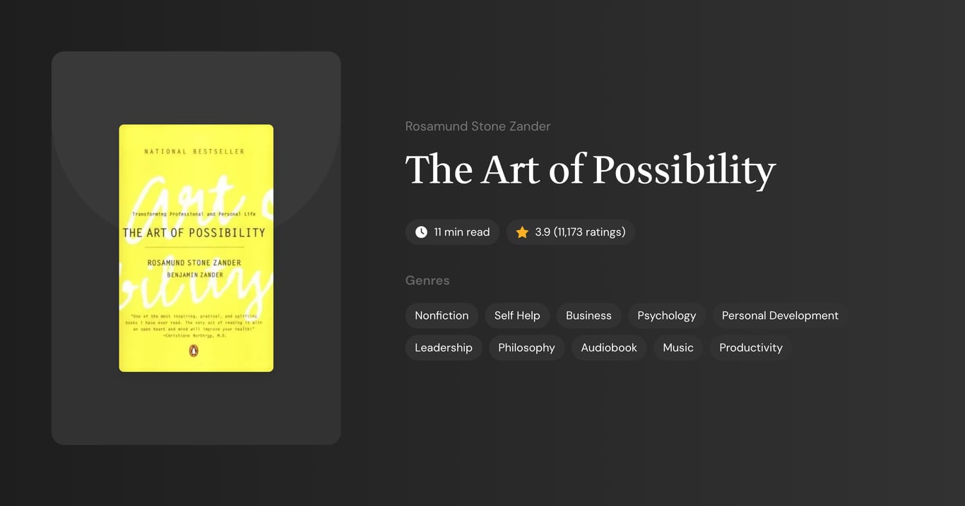 The Art of Possibility Book Summary