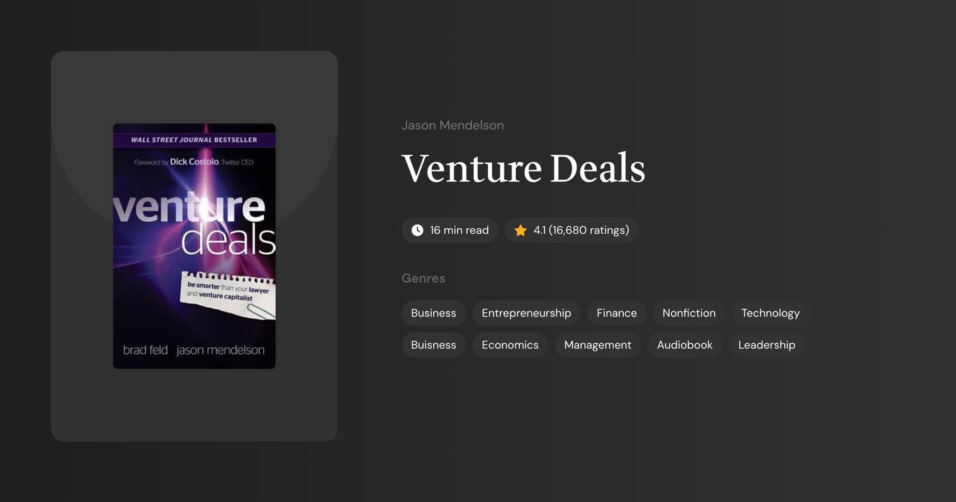 Venture Deals Book Summary
