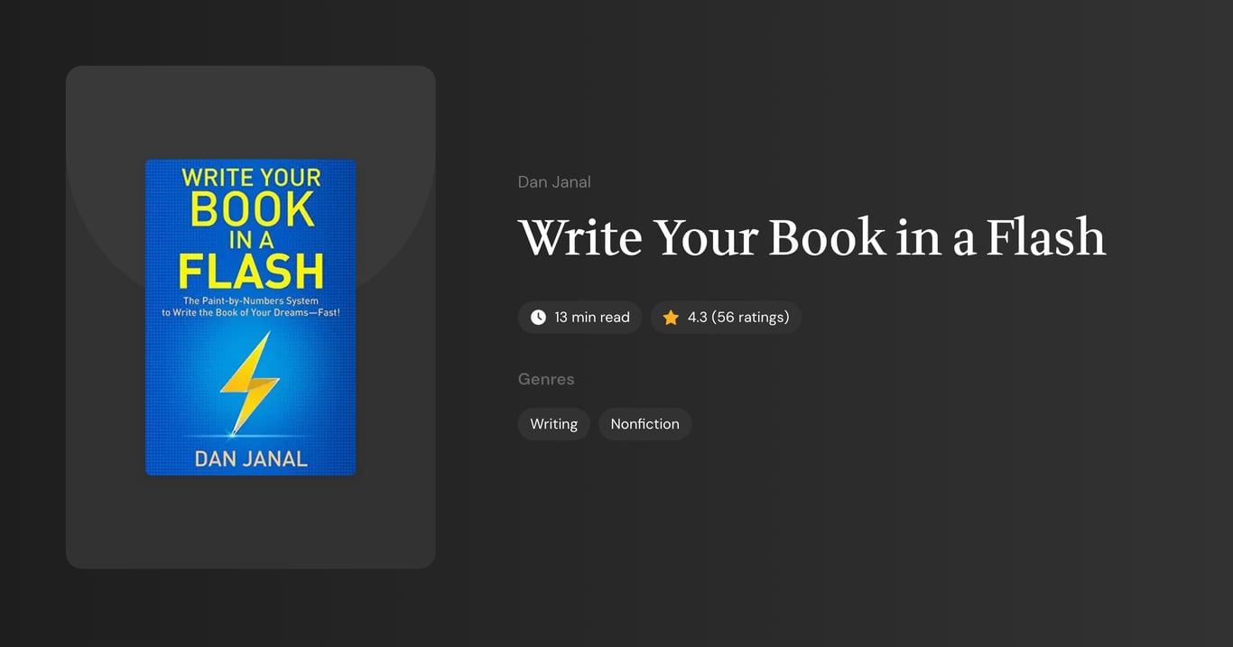 Write Your Book in a Flash Book Summary