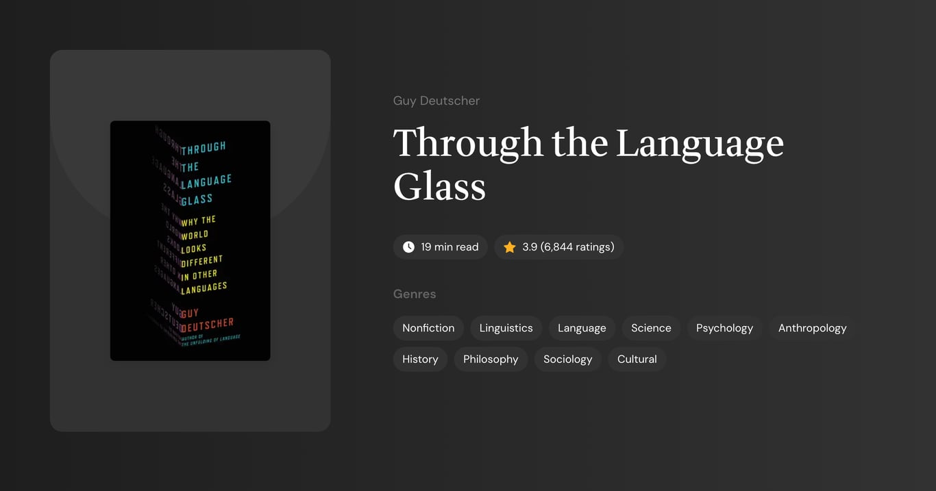Through the Language Glass Book Summary
