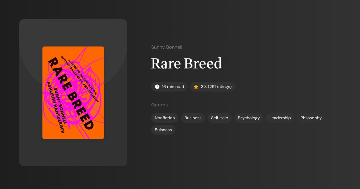 Rare Breed Book Summary